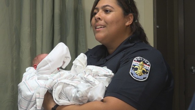 Baby born on W. Broadway meets officer who delivered her | whas11.com